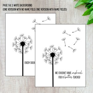 Dandelion Fingerprint Art Teacher Appreciation Gift, Printable 8x10 ...