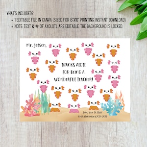 Axolotl Fingerprint Art Teacher Appreciation Gift, Printable 8x10 ...