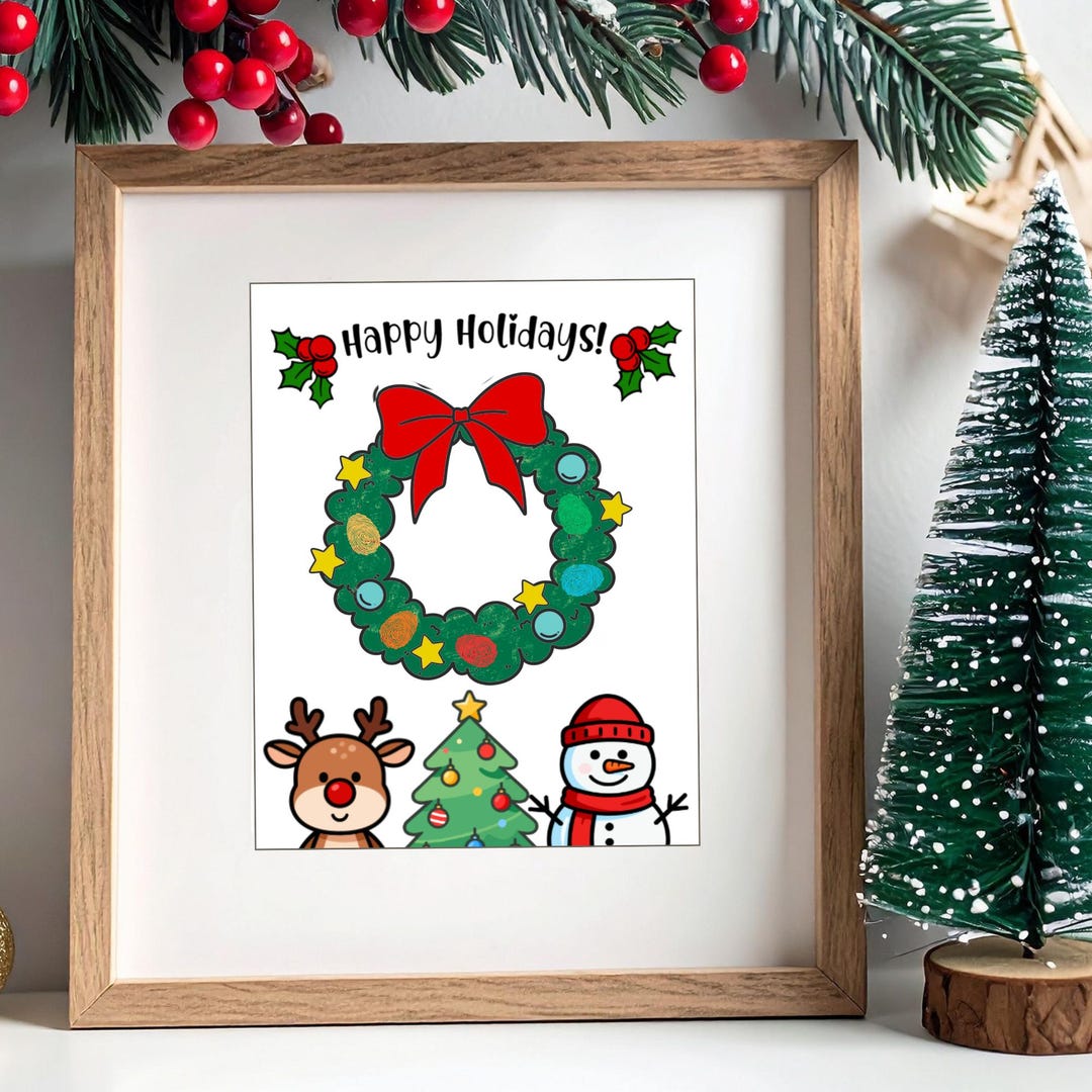 DIY Christmas Fingerprint Art: Kid's Holiday Card Crafts, Xmas Cards ...