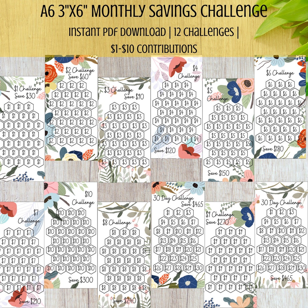 Small to Mid Range Budget Savings Printable Challenge Tracker Bundles ...
