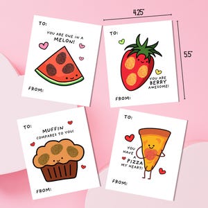 Food Pun Valentine's Day Cards for Kids: Fingerprint DIY (PDF) - Etsy