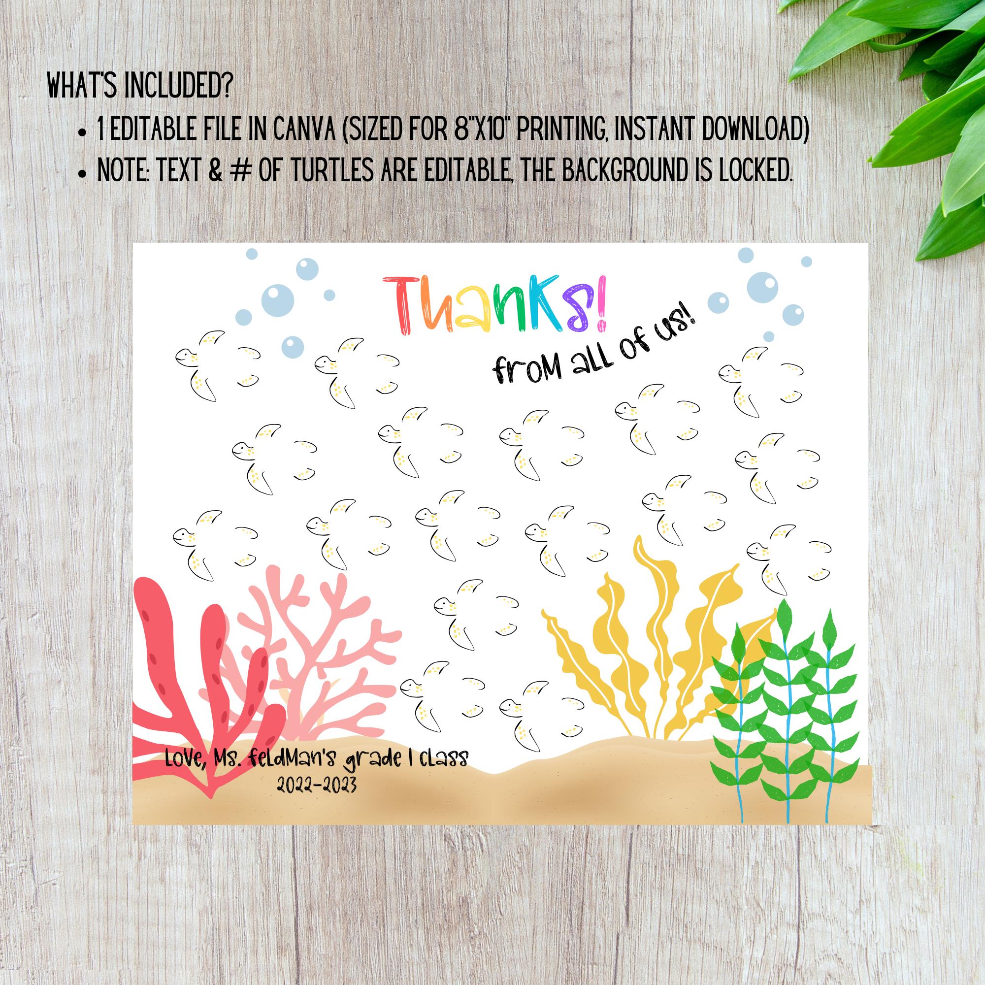 Fingerprint Turtle Teacher Appreciation Gift: DIY Printable (8x10 ...