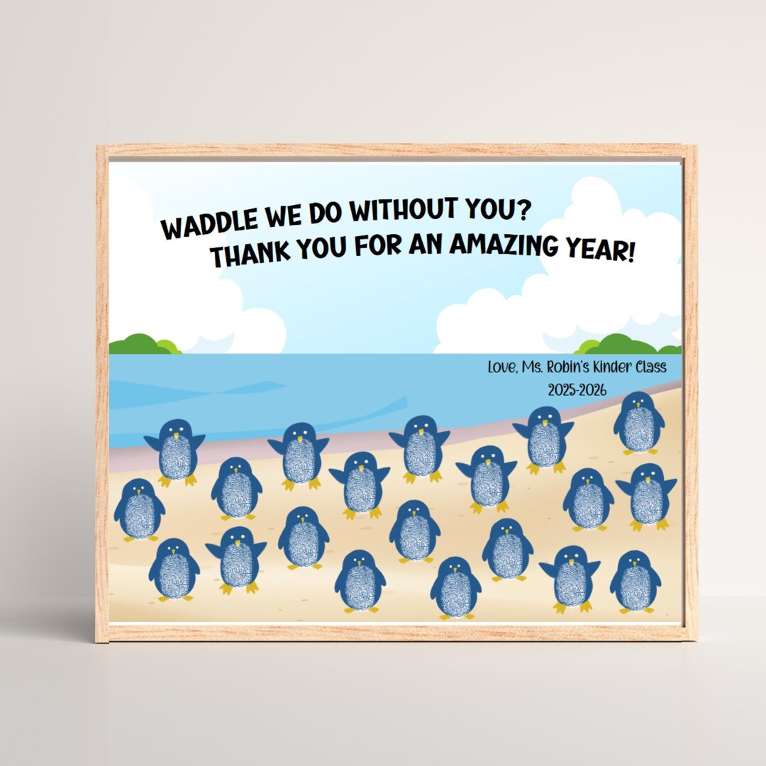 Little Blue Penguin Fingerprint Art for Kids: DIY Teacher Appreciation ...