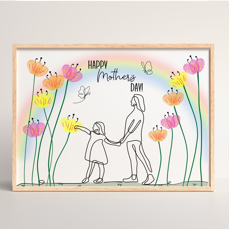 Fingerprint Flower Mother's Day Art: Child's Thumbprint Gift (8x10 ...