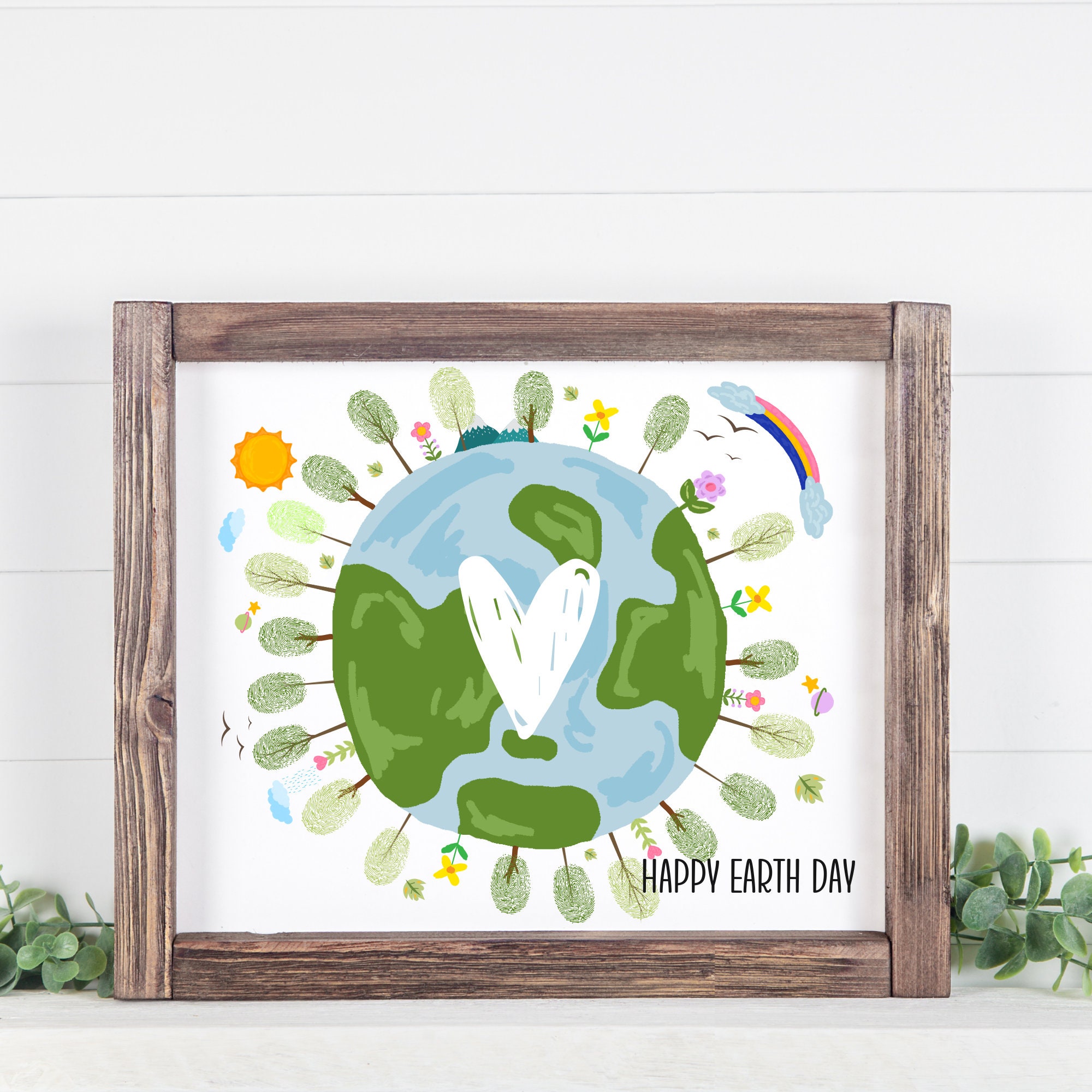 Happy Earth Day Fingerprint Art You Mean the World to Us Craft ...
