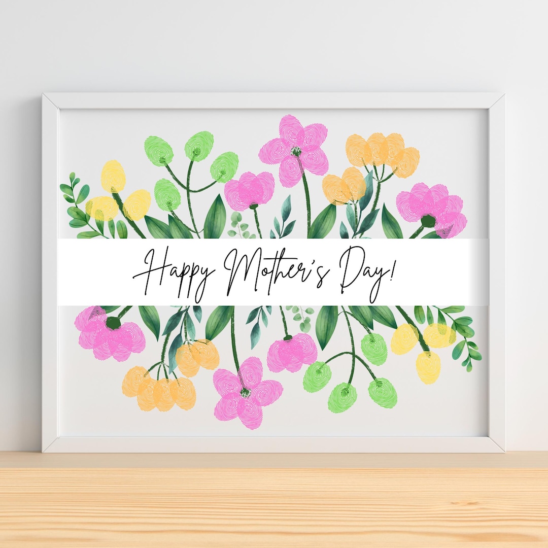 Floral Fingerprint Art: Personalized Mother's Day Keepsake (printable ...