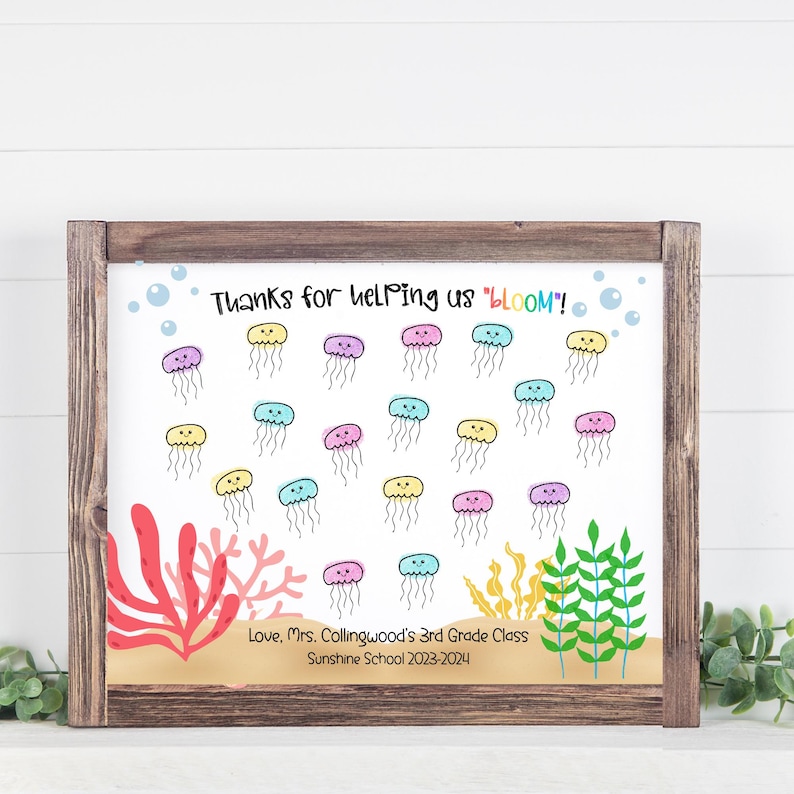 Fingerprint Jellyfish Teacher Appreciation Gift: DIY Printable (8x10 ...