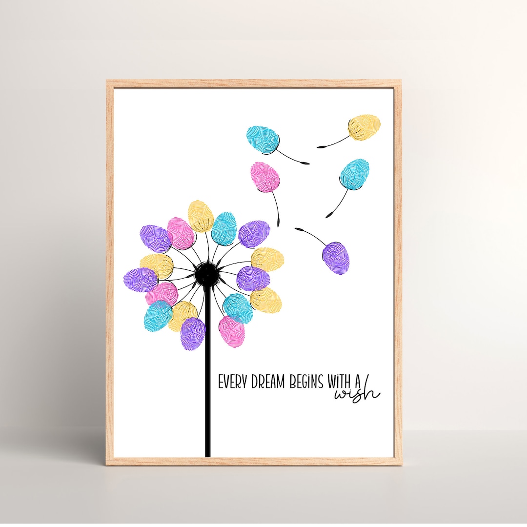 Dandelion Fingerprint Art Teacher Appreciation Gift, Printable 8x10 ...