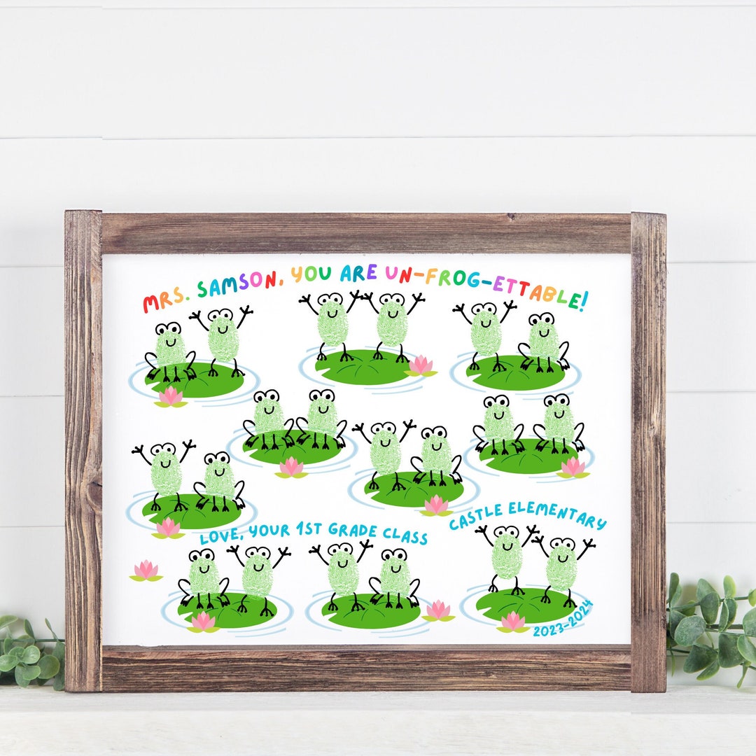 Frog Teacher Appreciation Fingerprint Art, Year End Personalized Gift ...