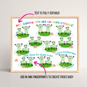 Frog Teacher Appreciation Fingerprint Art, Year End Personalized Gift ...