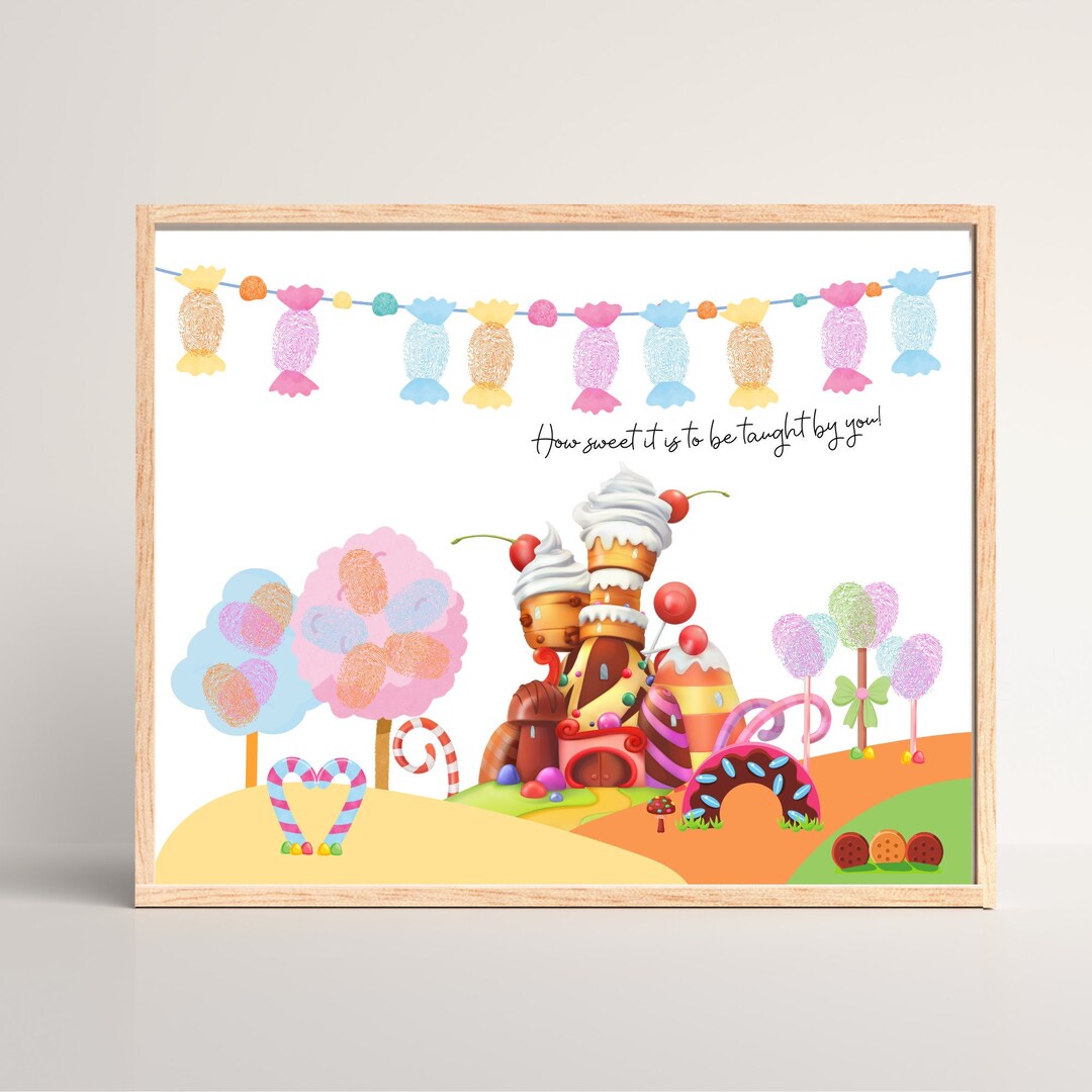 Fingerprint Art Candy Land Teacher Appreciation Gift, Printable 8x10 ...
