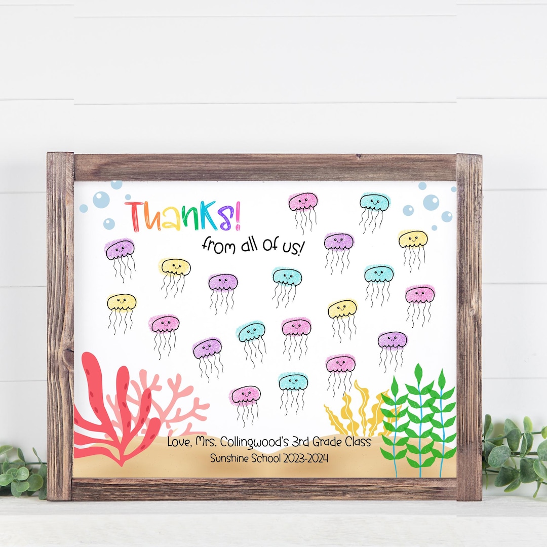 Fingerprint Jellyfish Teacher Appreciation Gift: DIY Printable (8x10 ...