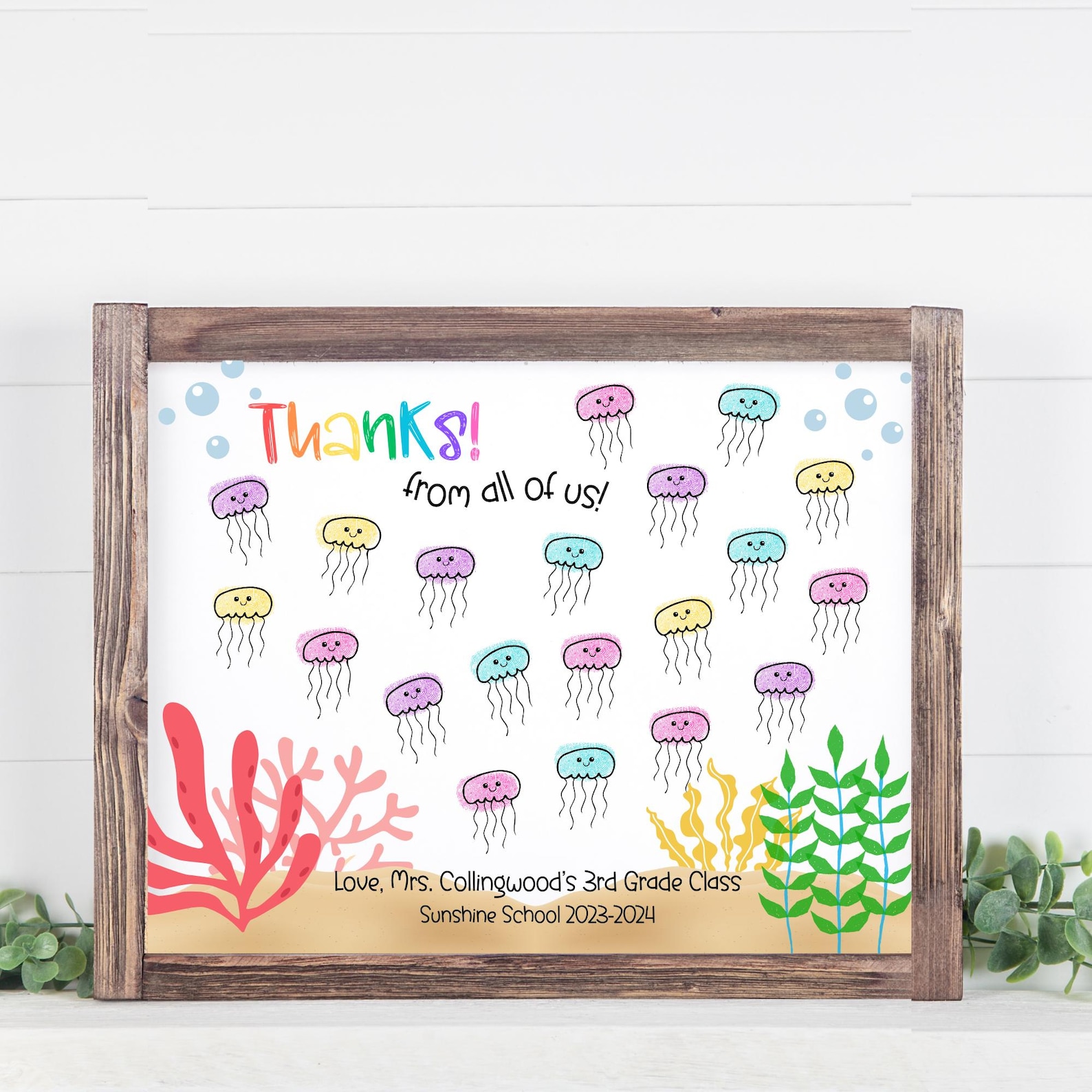 Personalized Teacher Appreciation Gift, Fingerprint Art Jellyfish, End ...