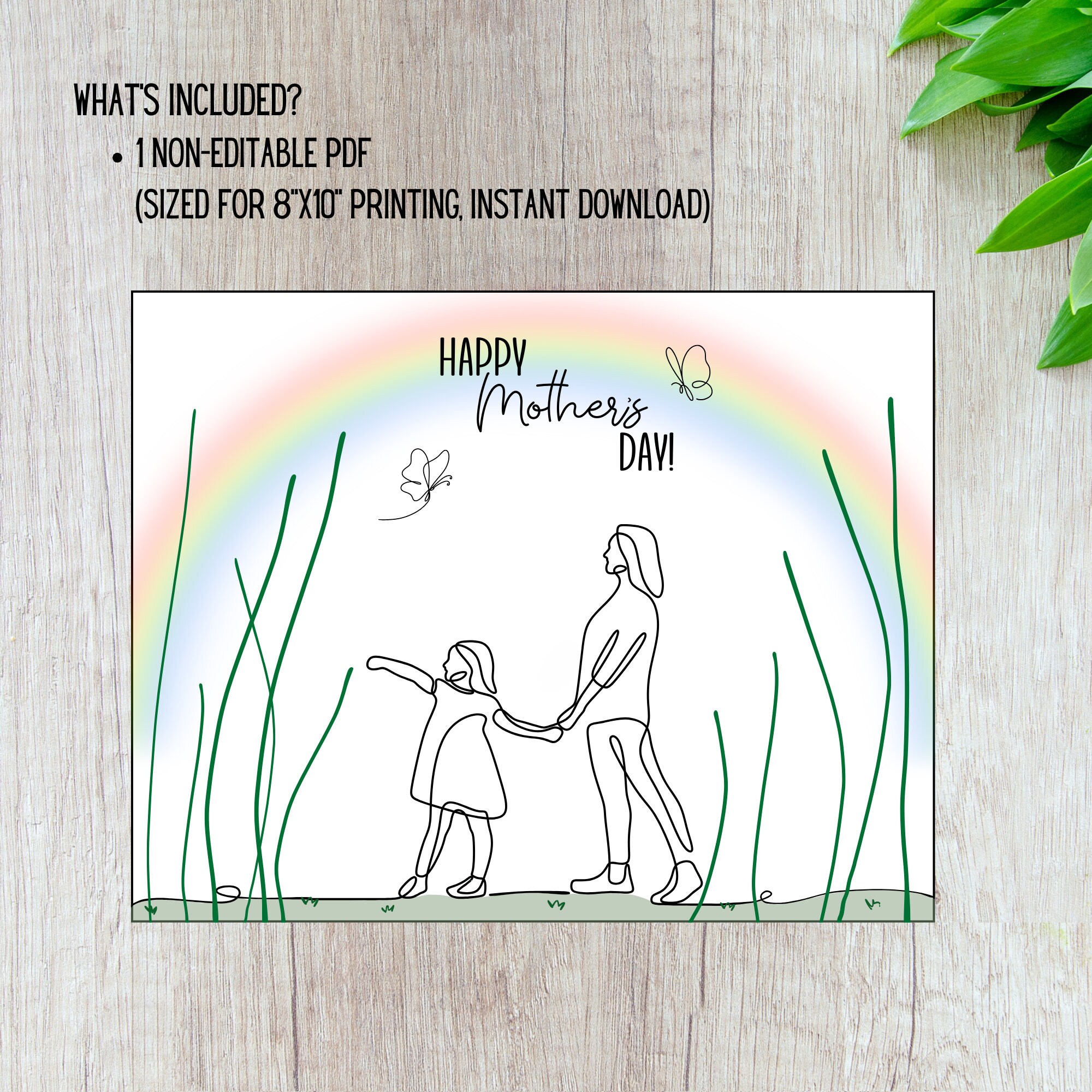 Mother's Day Fingerprint Craft Printable Line Art Flowers 8x10 Instant ...