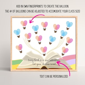 Hot Air Balloon Book Fingerprint Art: Teacher Appreciation Gift (PDF ...