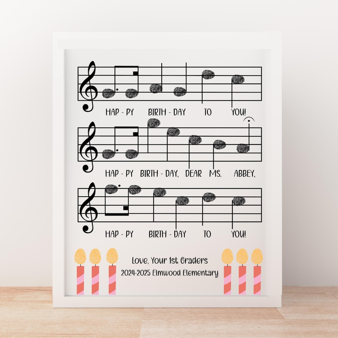 Birthday Fingerprint Art, Happy Birthday Piano Music Fingerprint Card ...