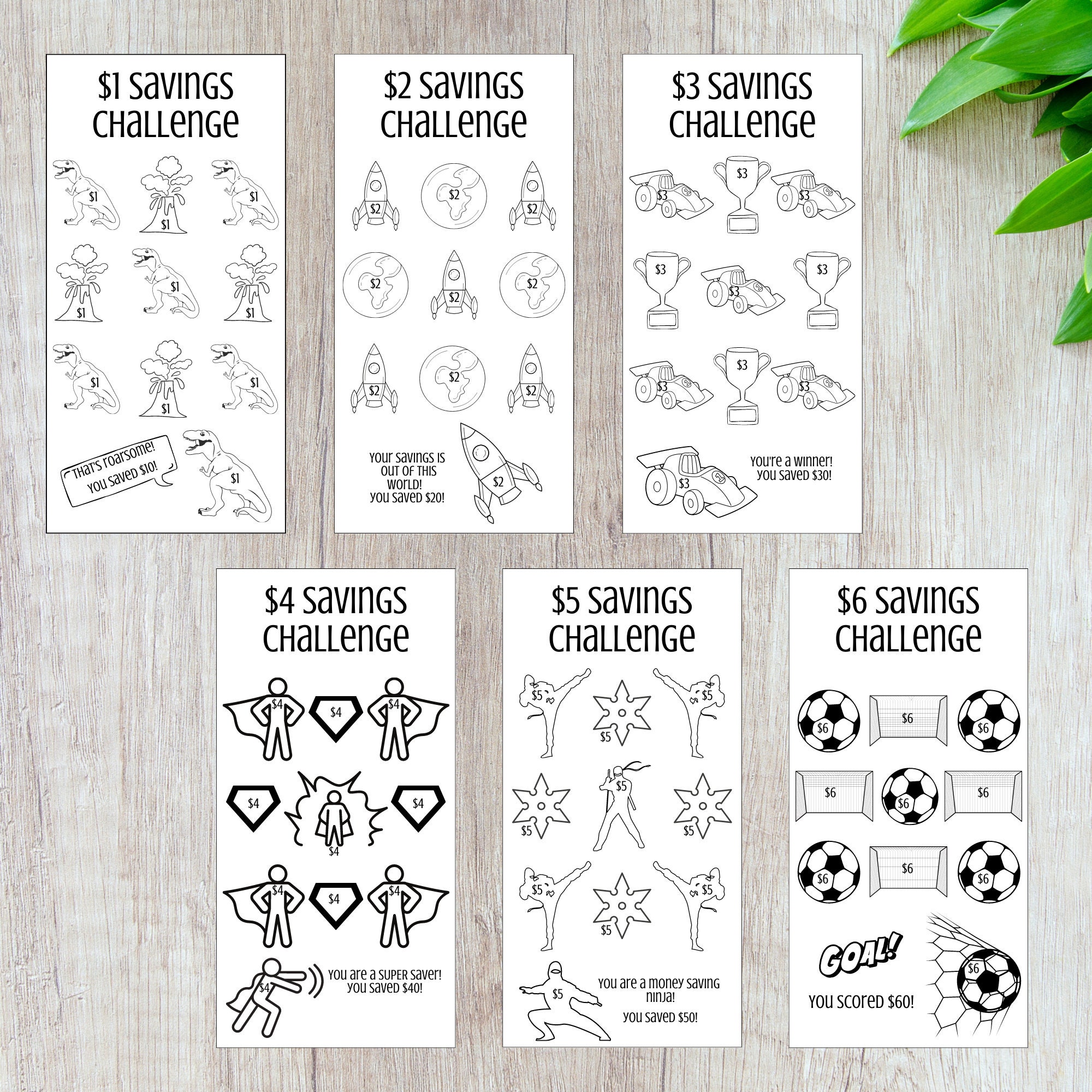 Kids Saving Challenge for Boys Printable Set of 12 Savings Challenge ...