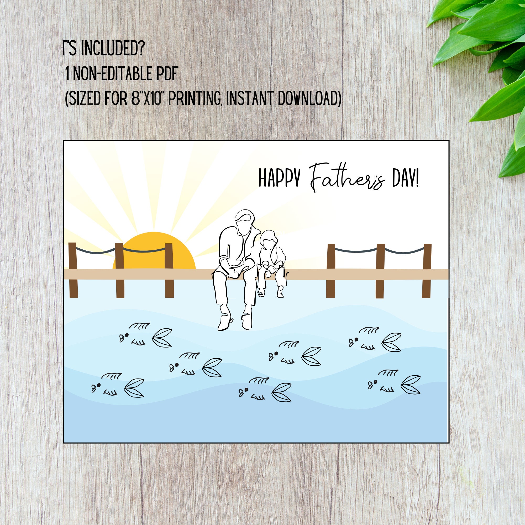 Father's Day Fingerprint Craft Printable Line Art Fish 8x10 Instant ...
