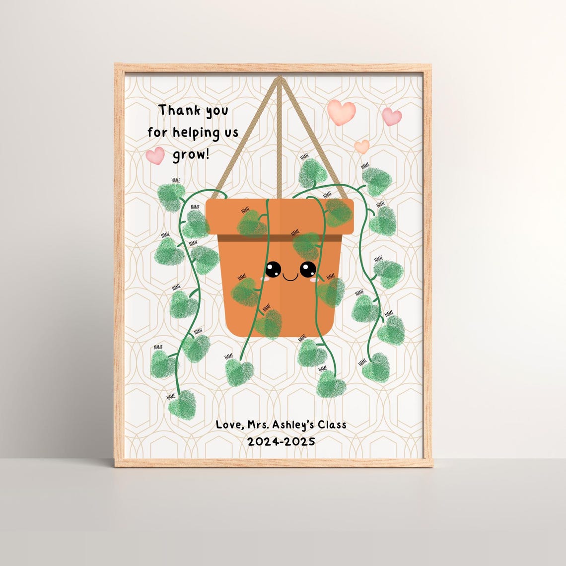 String of Heart Fingerprint Art Kids: Teacher Appreciation Gift ...