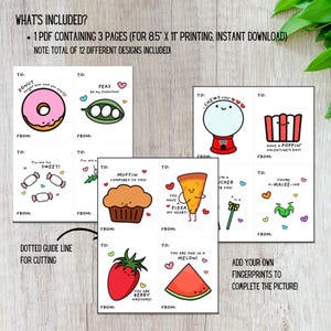 Food Pun Valentine's Day Cards for Kids: Fingerprint DIY (PDF) - Etsy