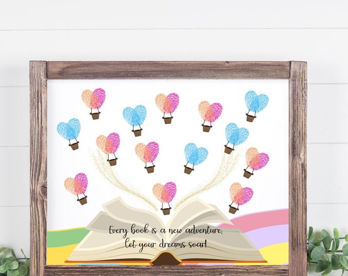 Teacher Appreciation Thumbprint Gift: Hot Air Balloon Keepsake (digital ...