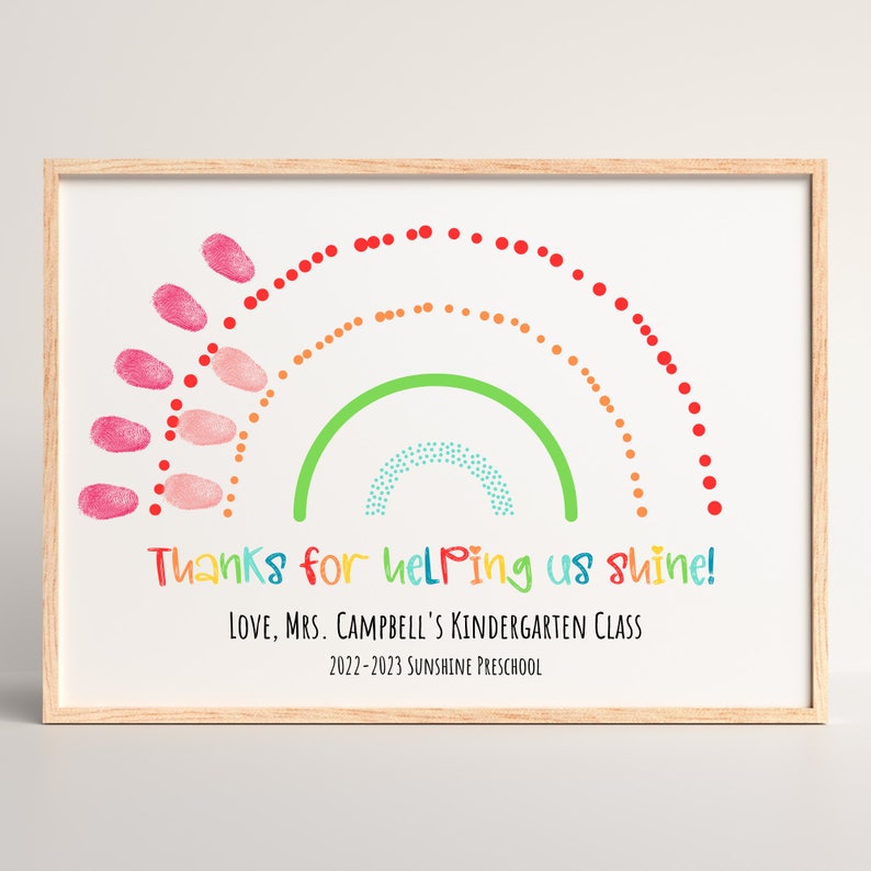 Rainbow Heart Fingerprint Art, Teacher Appreciation Gift From Students ...