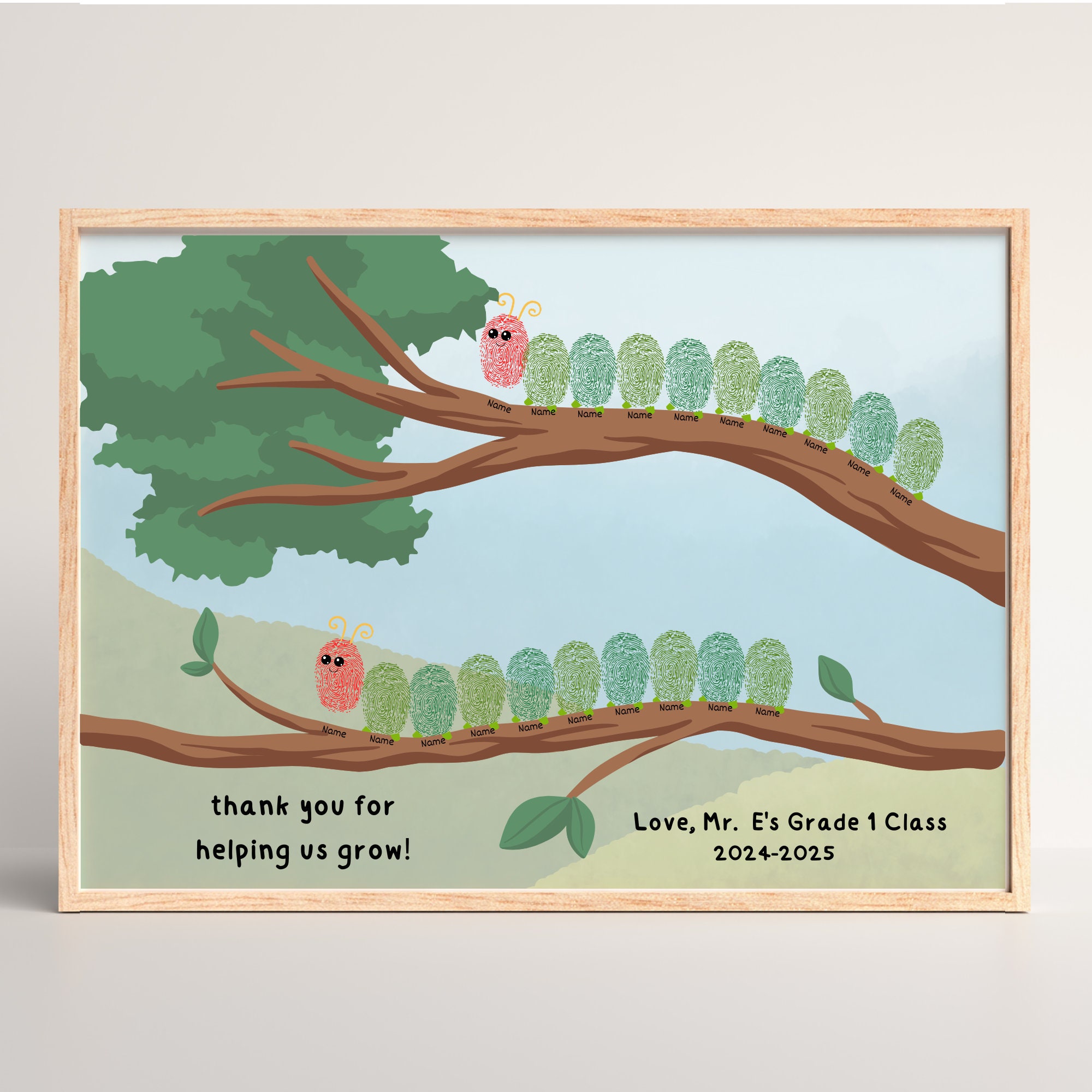 Caterpillar Fingerprint Art Editable Worm Craft Printable 8x10 Instant ...