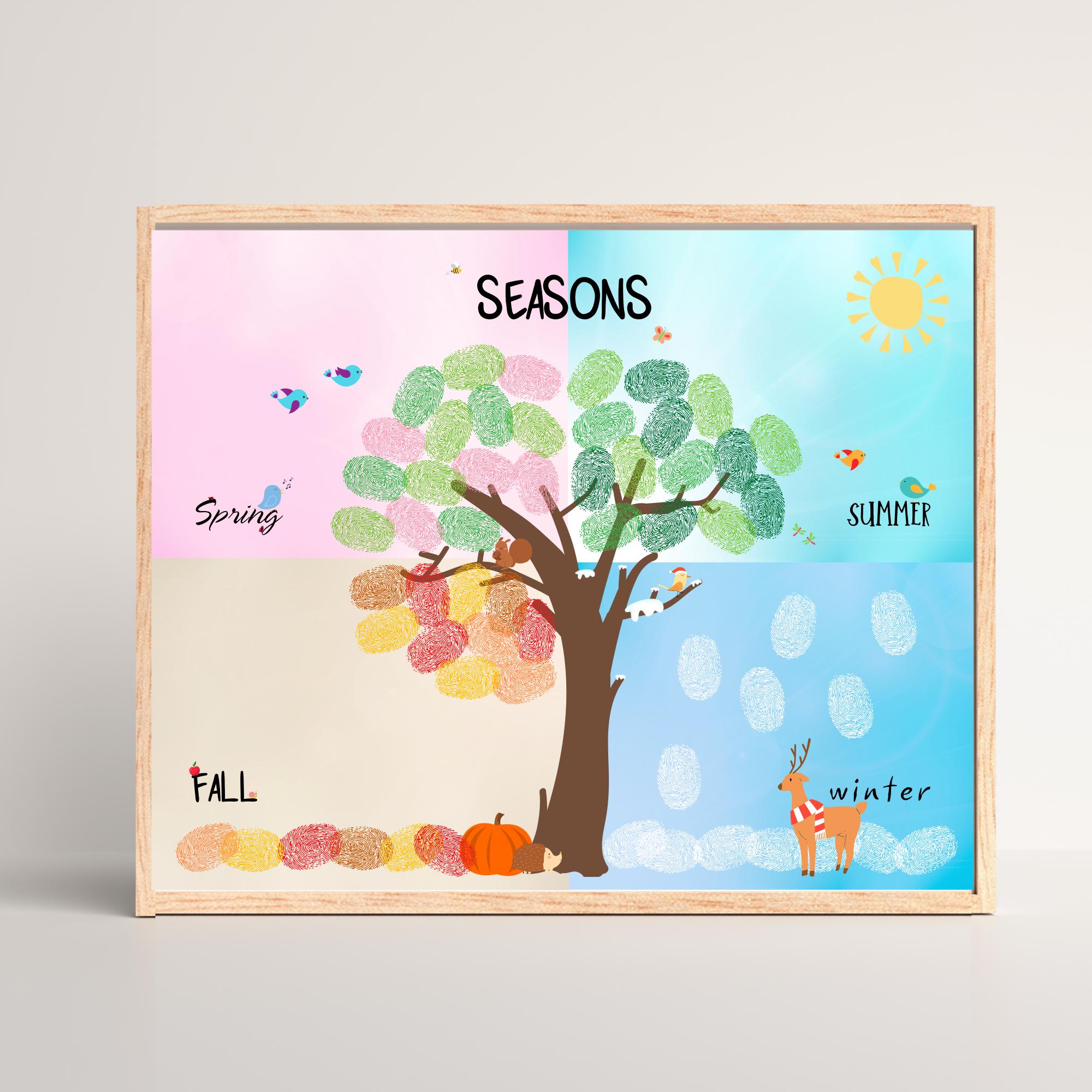 Four Seasons Fingerprint Tree Art: Kids DIY Keepsake (printable Digital ...