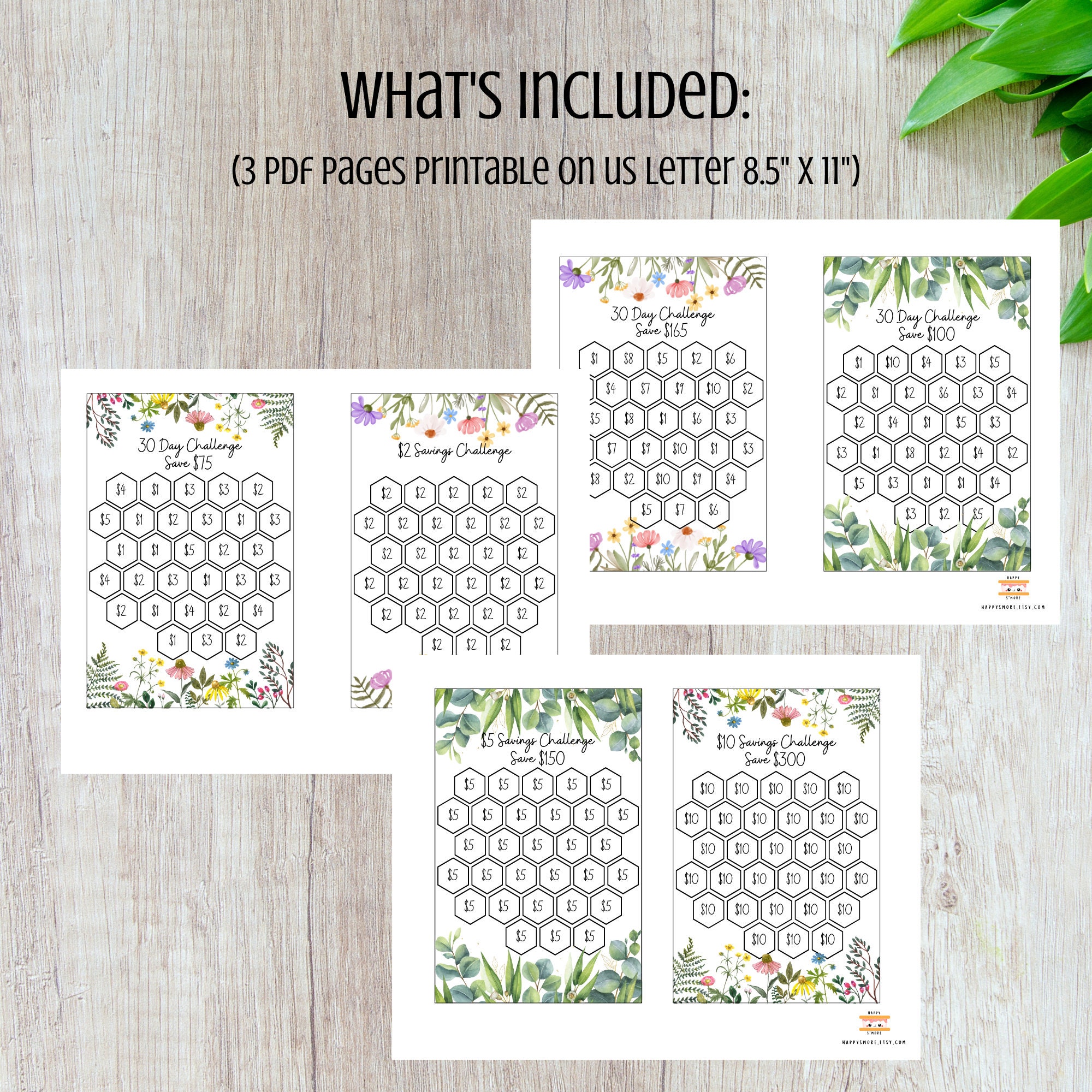 Printable Small Budget Savings Challenge Tracker Bundles Set of 6 Mini ...