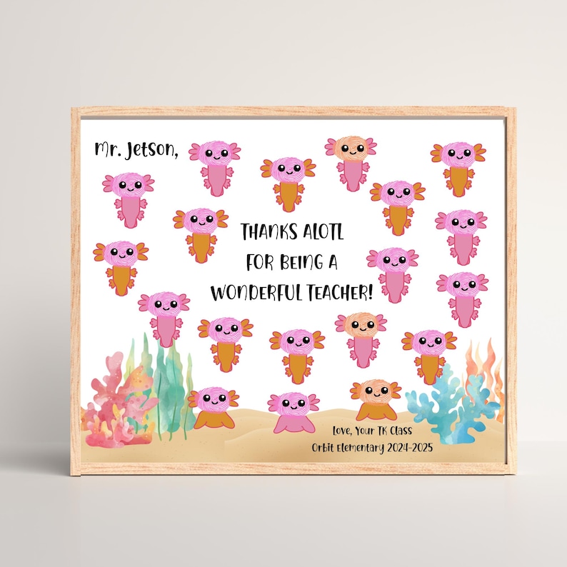 Axolotl Fingerprint Art Teacher Appreciation Gift, Printable 8x10 ...