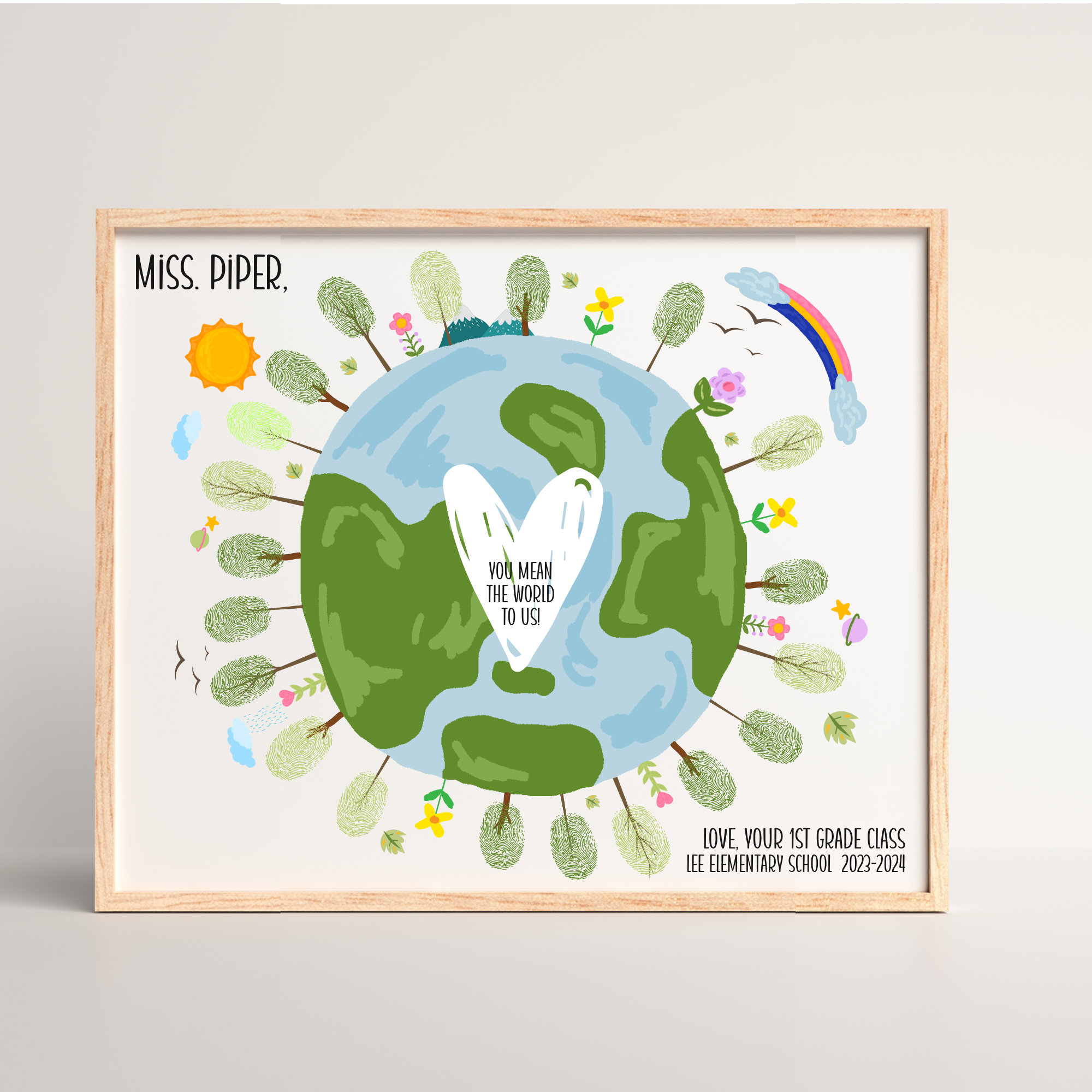 Happy Earth Day Fingerprint Art You Mean the World to Us Craft ...