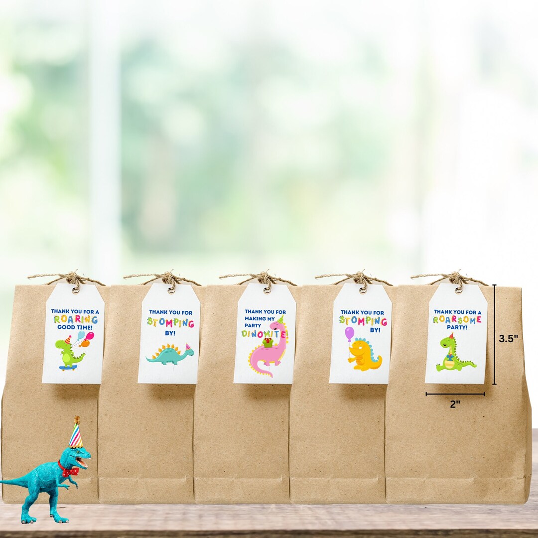 Dinosaur Birthday Favor Tag Printable Goodie Bag Tag Dinosaur - Etsy