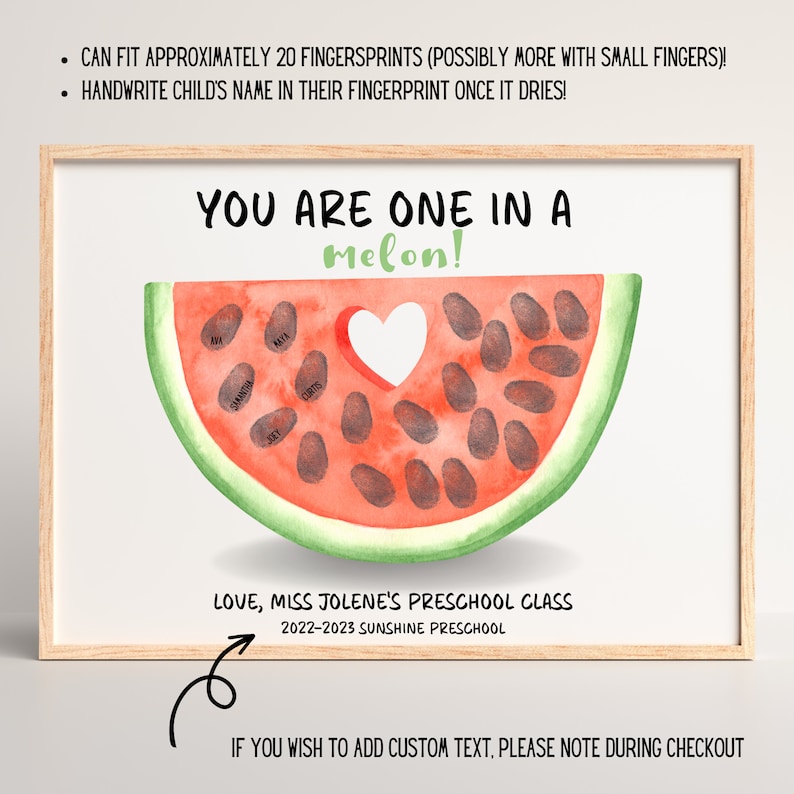 Teacher Appreciation Gift, Watermelon Fingerprint Art, Teacher Thank ...
