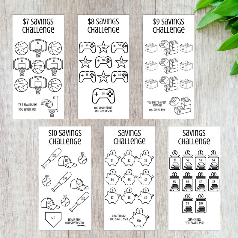 Kids Saving Challenge for Boys Printable Set of 12 Savings Challenge ...