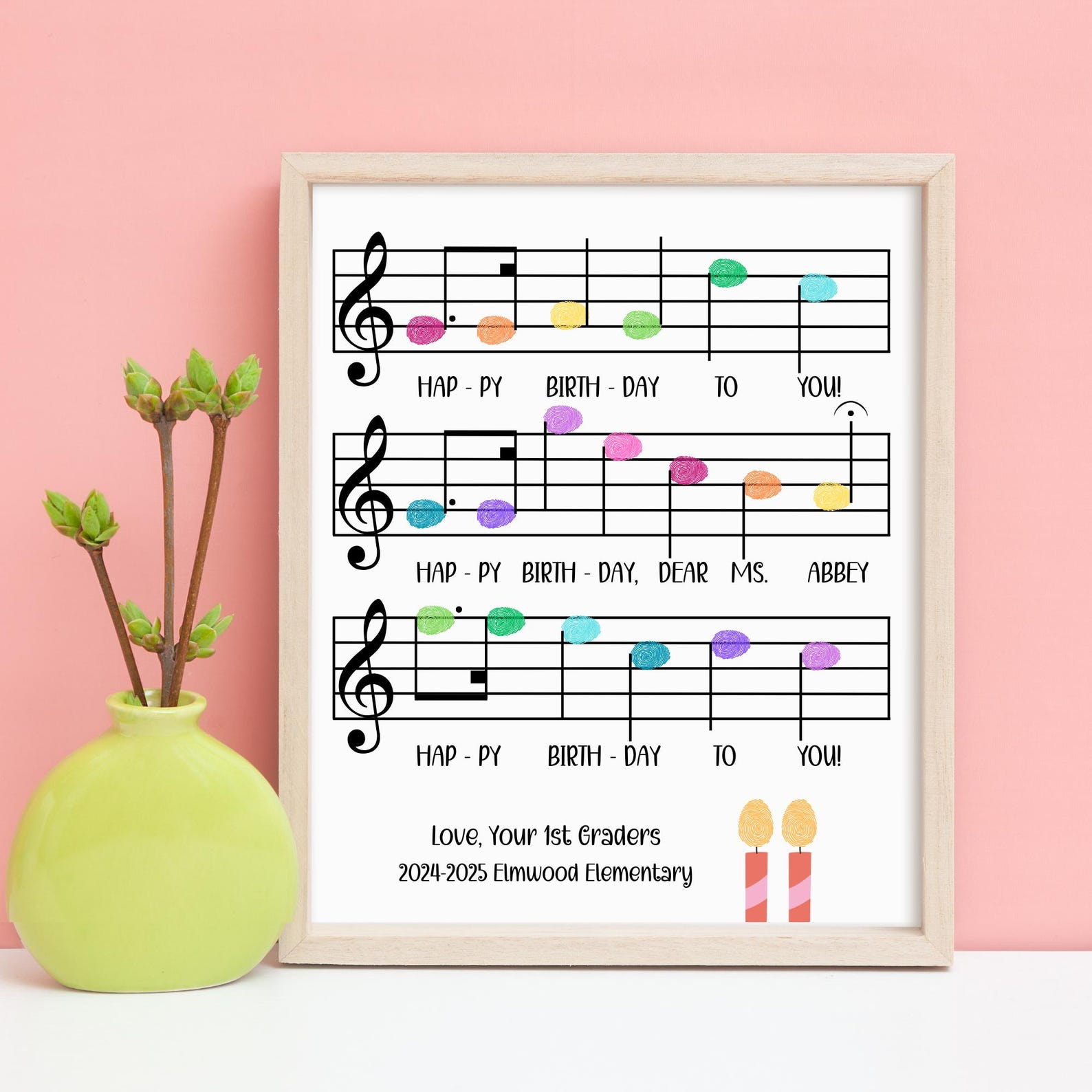 Birthday Fingerprint Art, Happy Birthday Piano Music Fingerprint Card ...