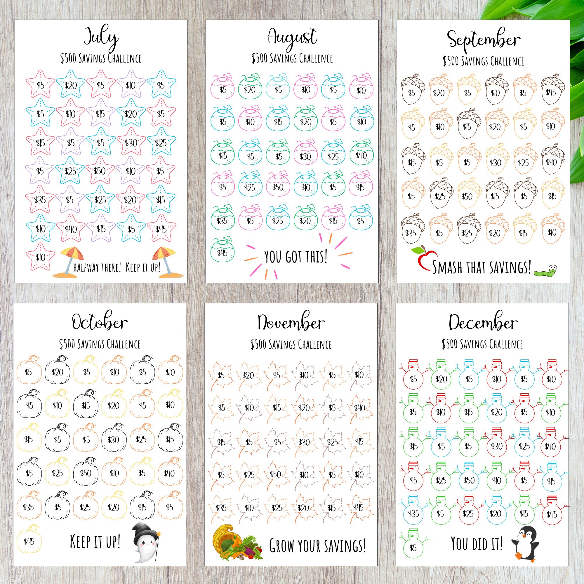 Monthly Savings Challenge Printable 500 Savings Tracker Low Income ...