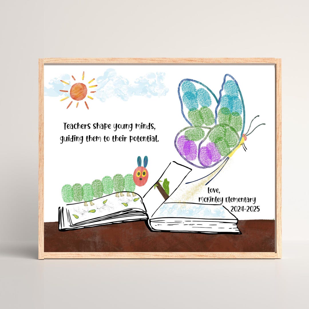 Personalized Teacher Appreciation Gift, Fingerprint Art, Printable ...