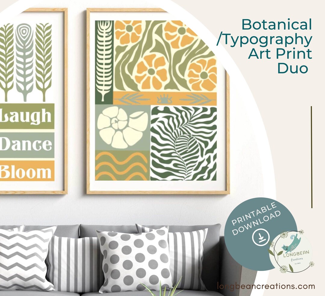 Printable Wallart Duo Featuring Two Minimalist Botanical Floral Prints ...