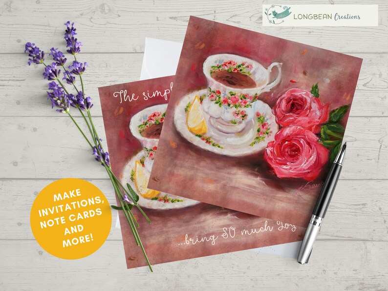 Printable Wall Art Featuring Delicate Teacup and Roses With Message ...