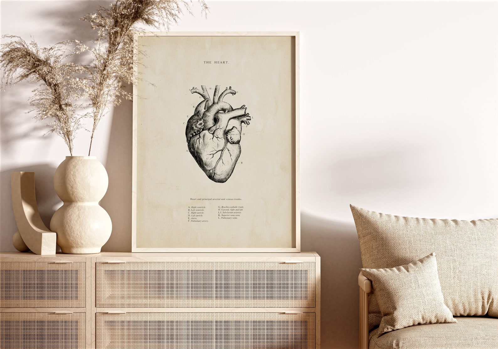 Anatomical Heart Print - Printable Wall Art - Heart Wall Art - Vintage ...