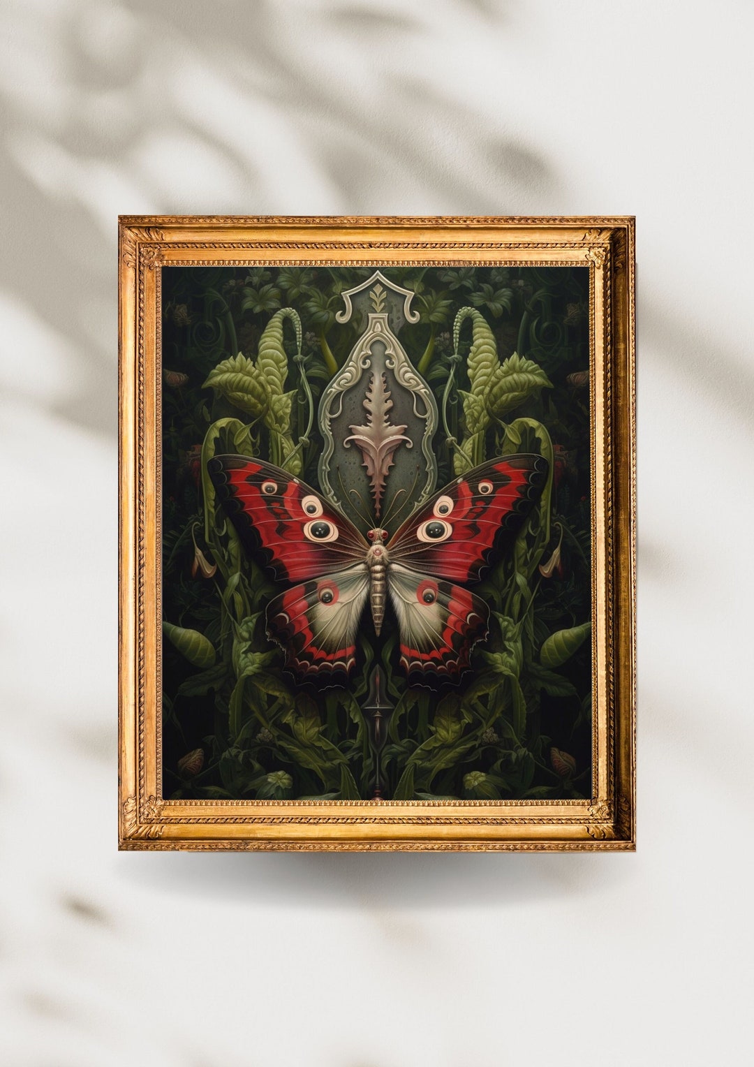 Botanical Moth/dark Academia/cottage Core/butterfly Painting/witchy ...