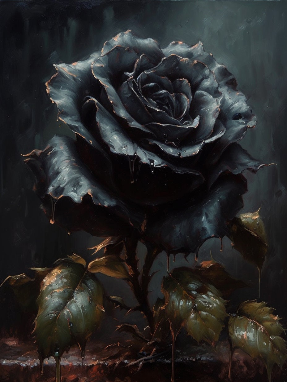Black Rose Art/vintage Rose/gothic Rose/ Dark Academia/cottage - Etsy
