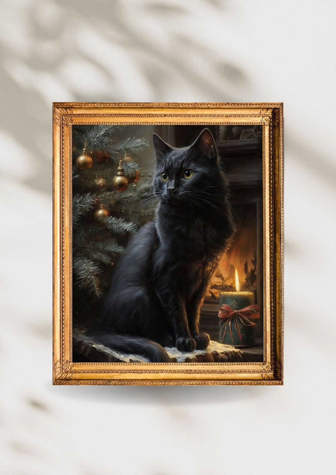 Christmas Cat Print/vintage Christmas Cat/yule Cat Poster/yule/witch ...