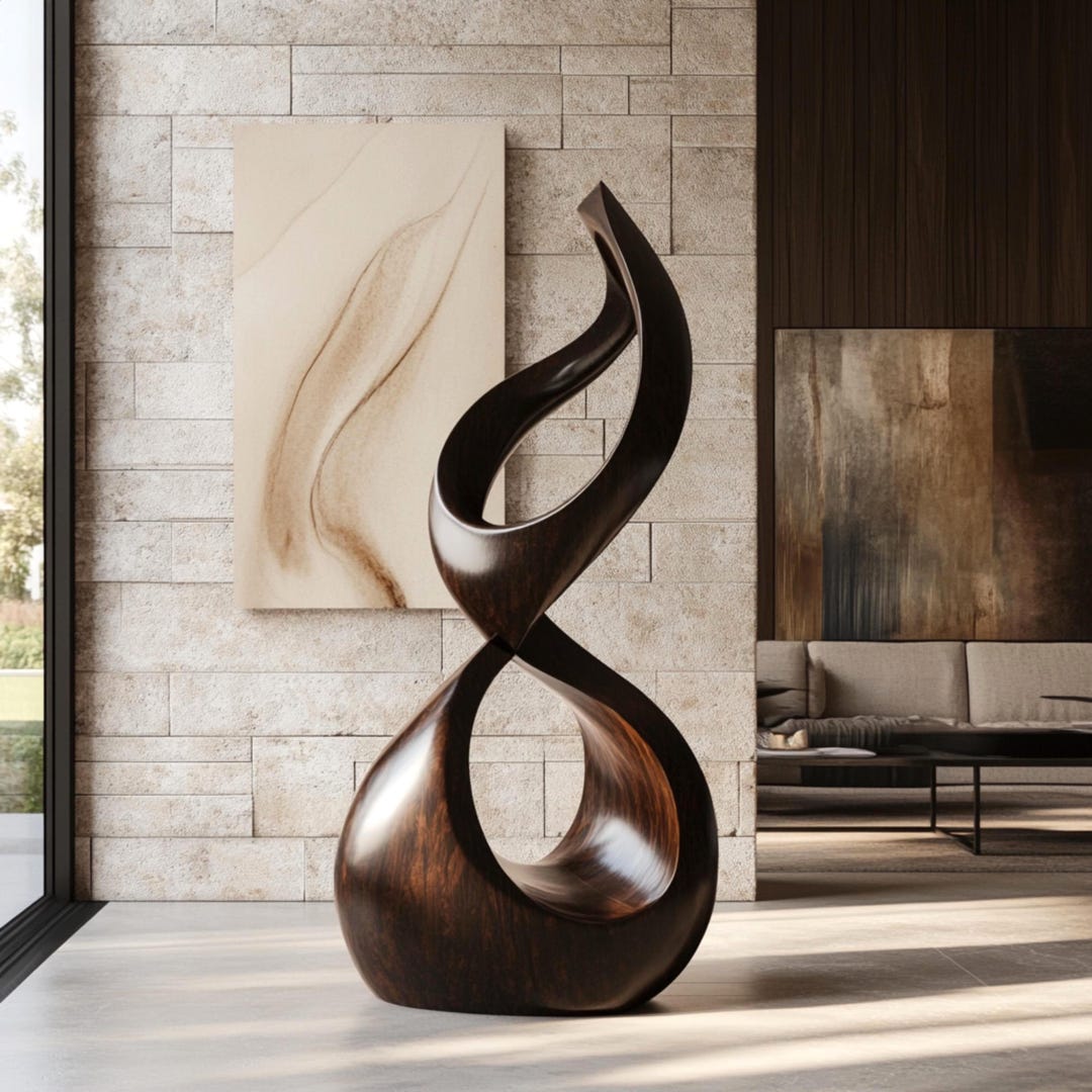 Infinity Loop Wood Sculpture – Modern Abstract Floor Art – Handcrafted ...