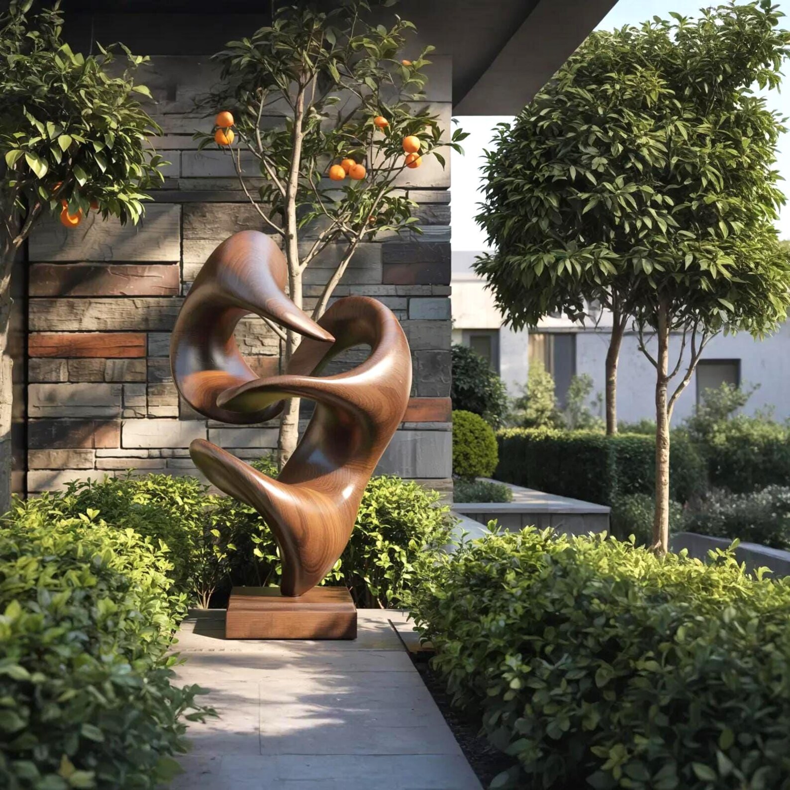 Abstract Wood Sculpture | Modern Garden Art | Organic Outdoor Decor ...