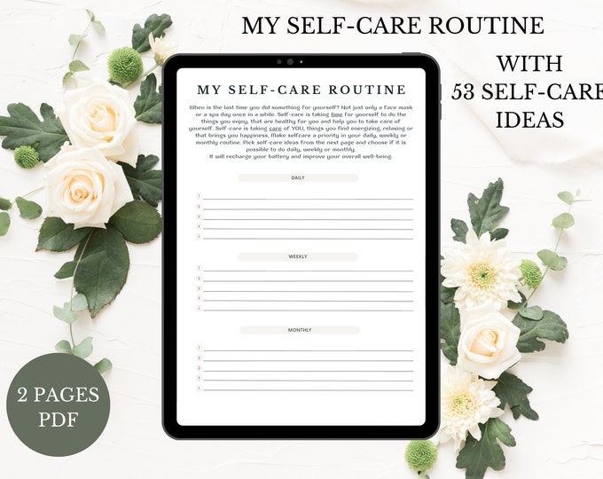 My Self-care Routine Printable 2 Pages, Instant Download, Selfcare ...