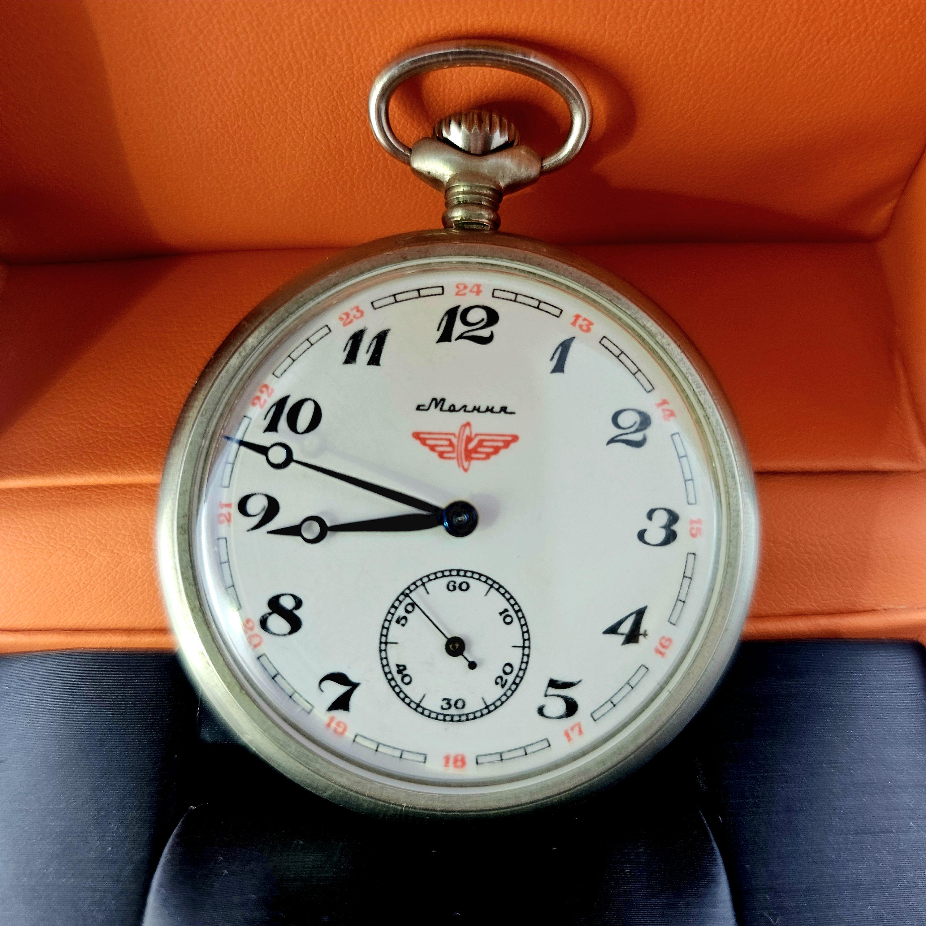 Molnija Railroad Large Railroad Mechanical Wind up Pocket Watch Molnija ...