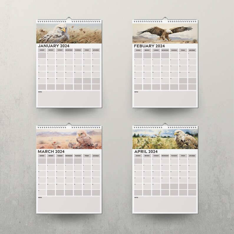 2024 Calendar, Monthly Planner 2024, Eagle Calendar, Sunday Start ...