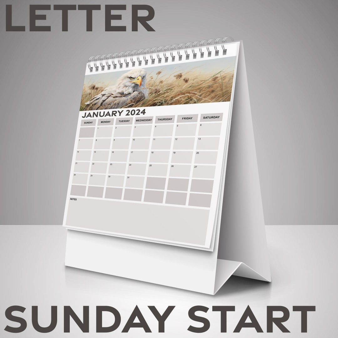 2024 Calendar, Monthly Planner 2024, Eagle Calendar, Sunday Start ...