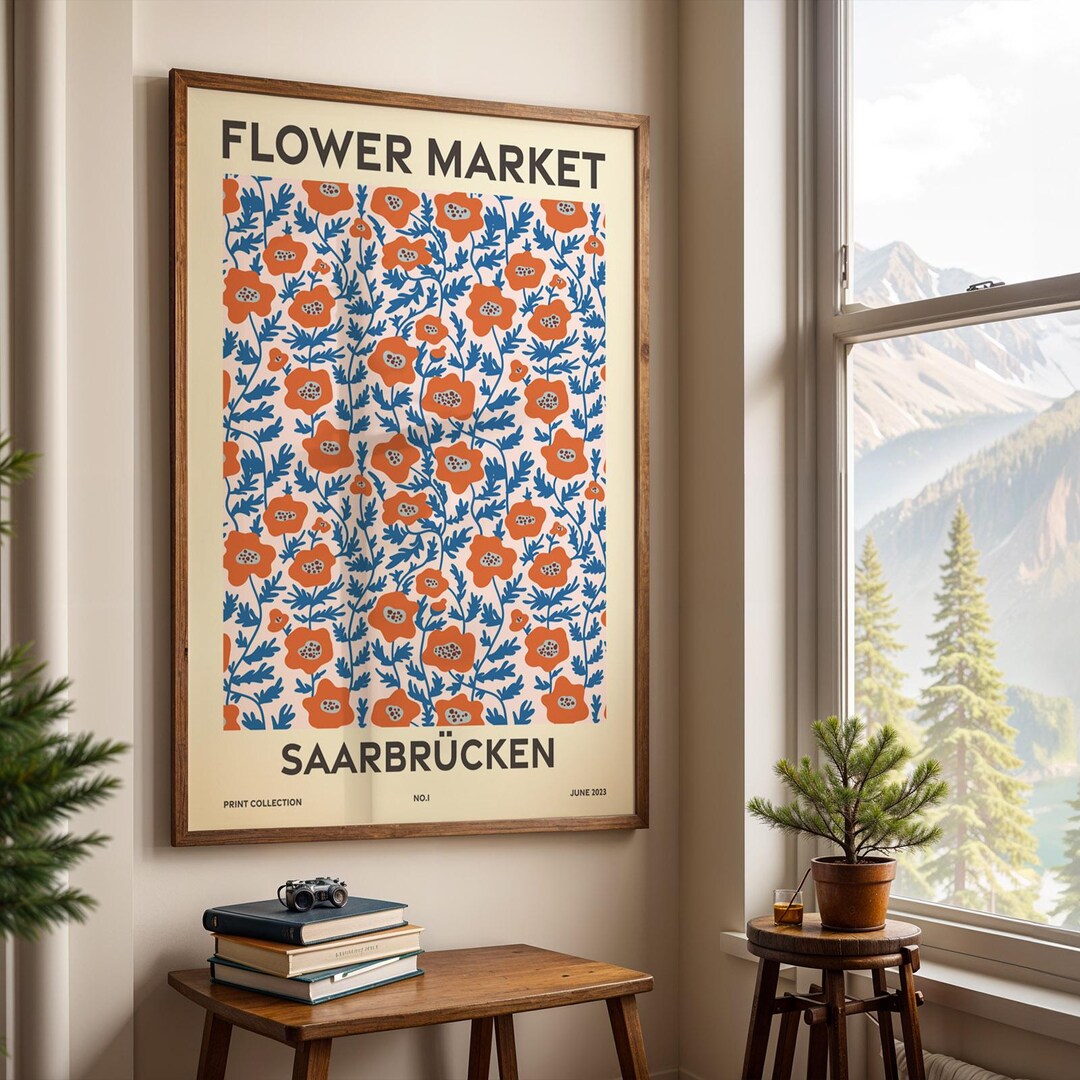 Saarland Flower Market Art, Vibrant Floral Poster Set of 6, Printable ...